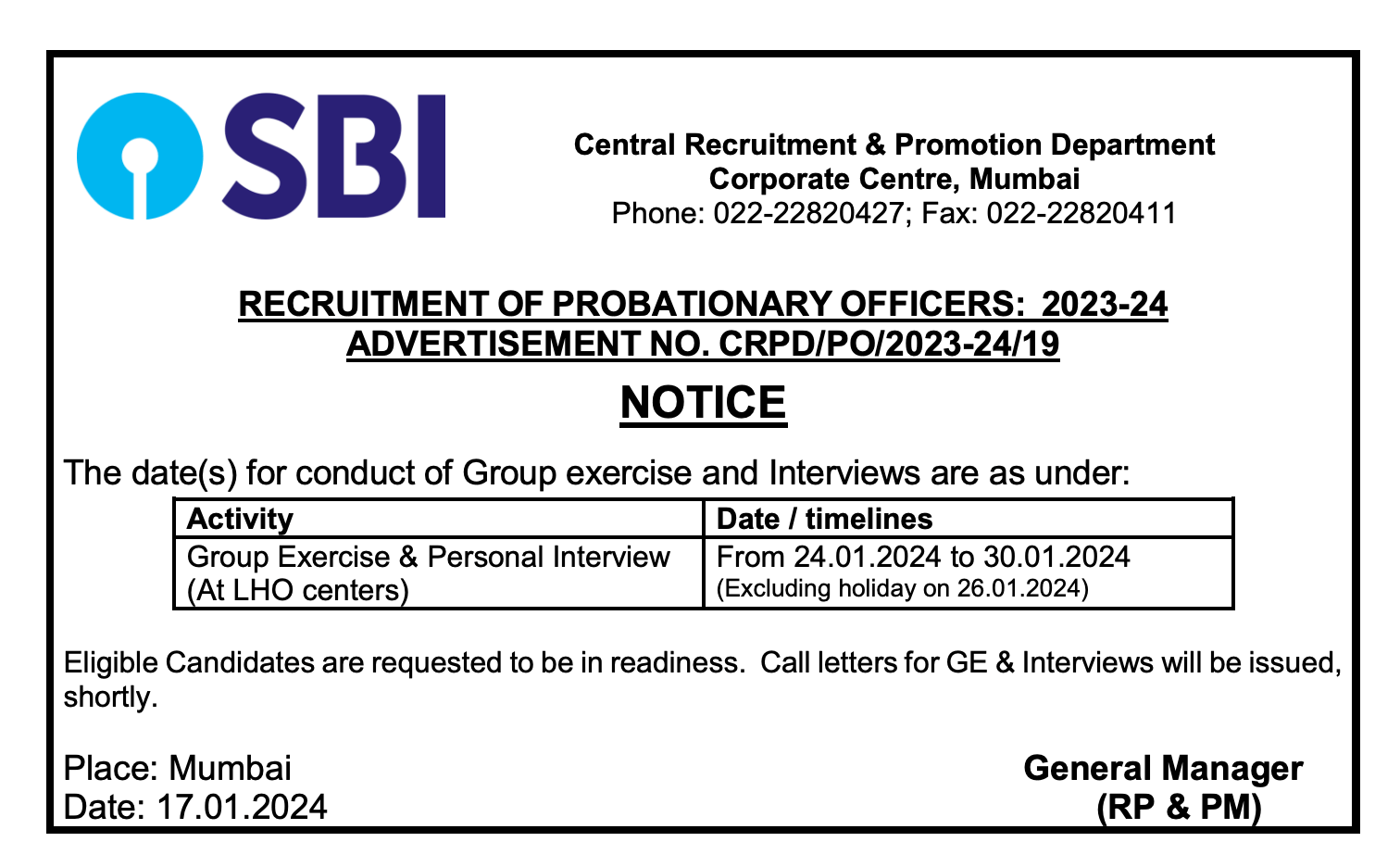 SBI PO Interview Call Letter 2024 Out, Direct Download Link