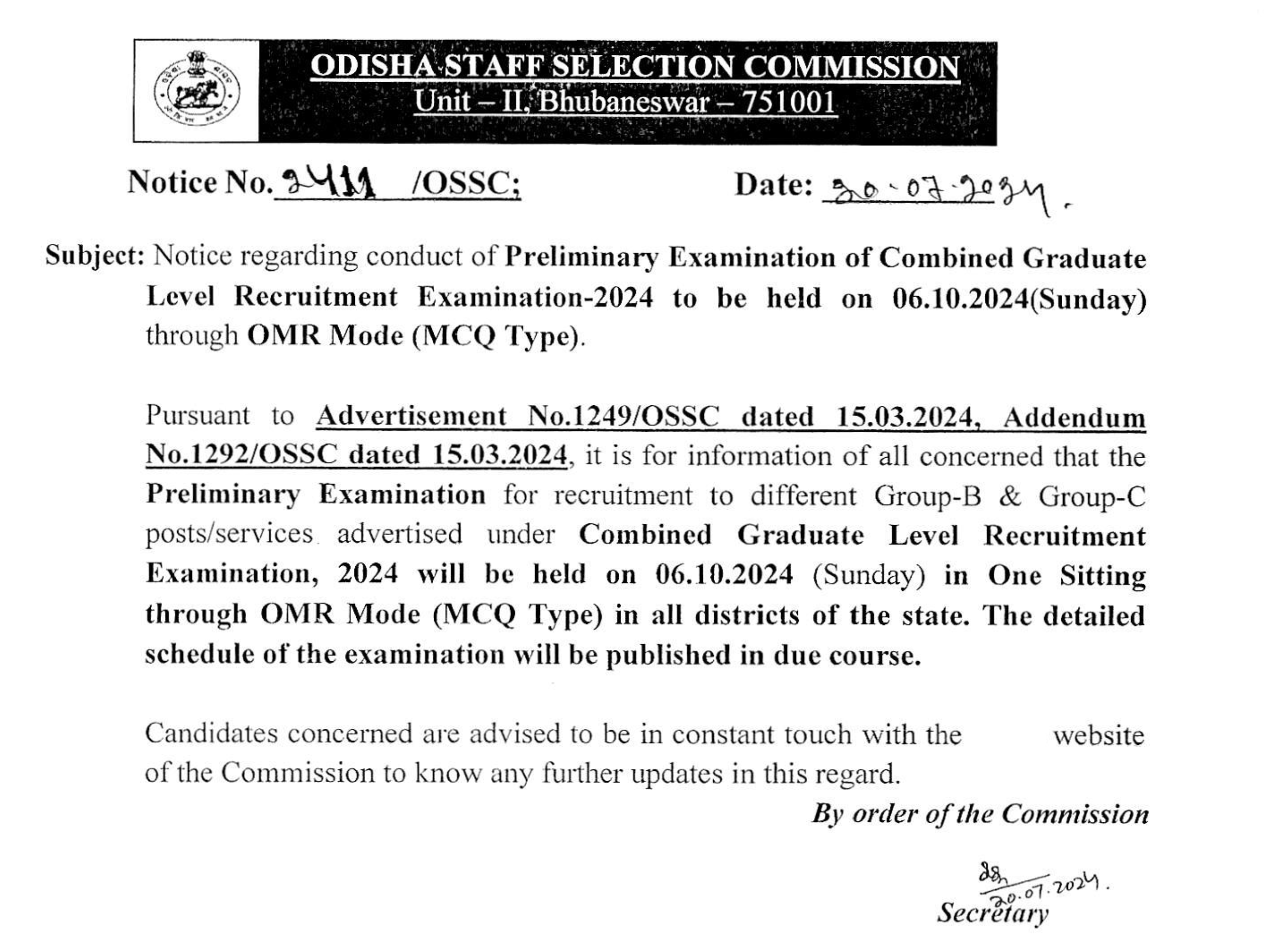 OSSC CGL 2024 Exam Date Out for 586 Vacancies, Check Exam Schedule