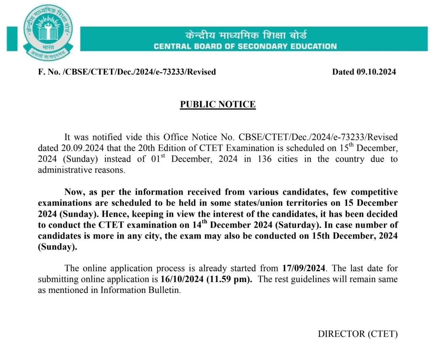 CTET 2024 Exam Date (Dec) Out, Pattern, Syllabus, Admit Card (Soon)