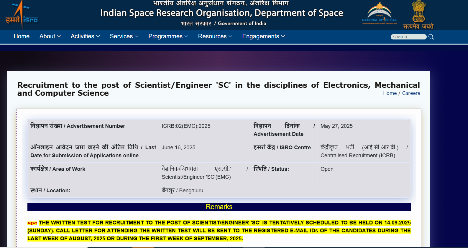 ISRO Scientist Exam Date 2025 Out for 320 Vacancies, Check Official ...