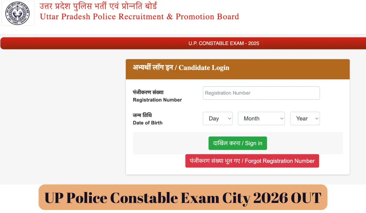 UPPRPB UP Police Constable Intimation Slip 2026 Out, Exam City Link