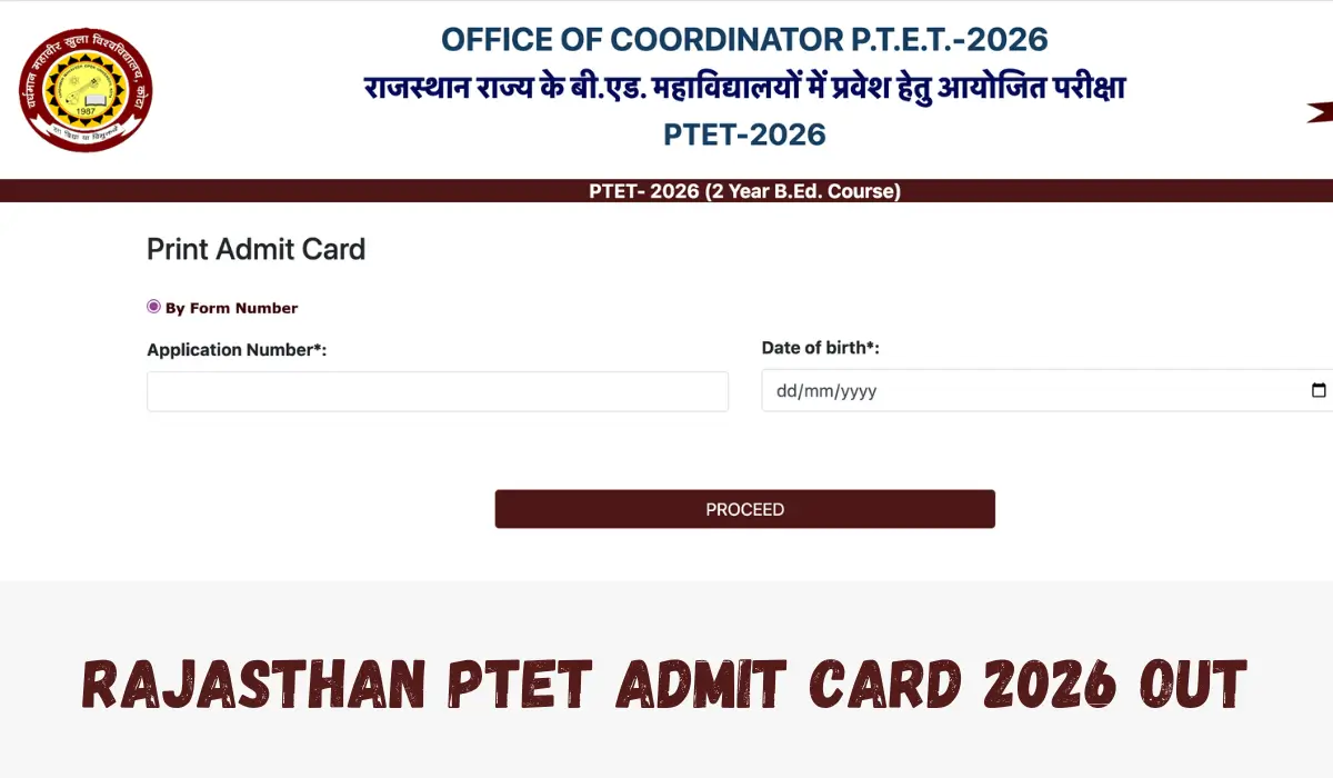 Rajasthan PTET 2026 Admit Card Out, Download Hall Ticket Link